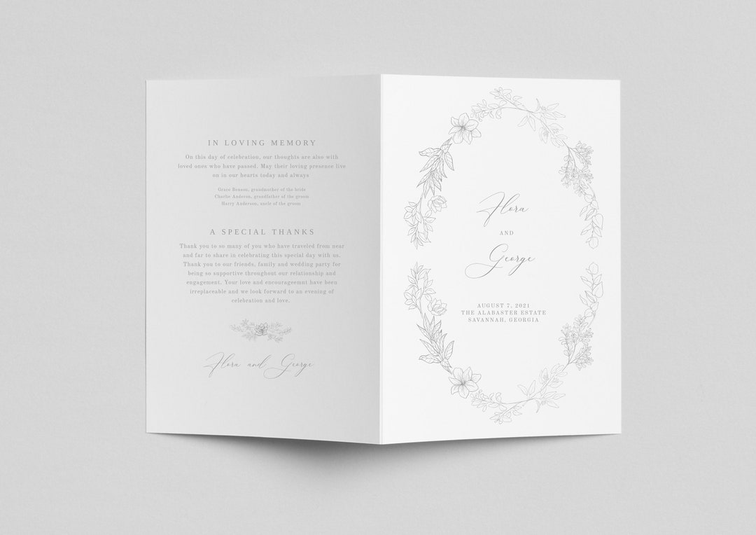 Wedding Program Template | 8.5 X 5 | 8.5 X 11 | Ceremony Program ...