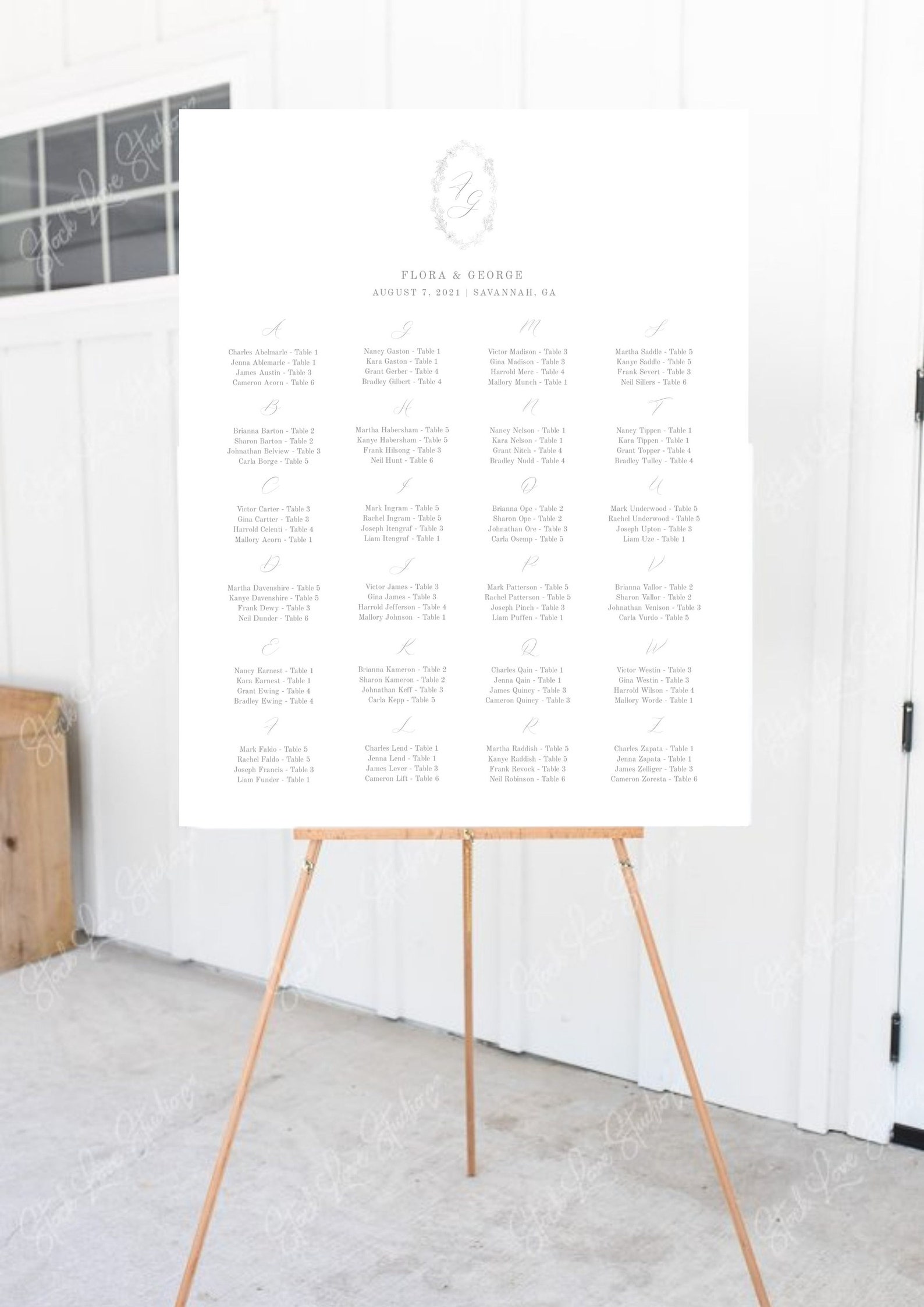 Seating Chart Template 3 sizes 16x20 18 x 24 24 x 36 | Etsy
