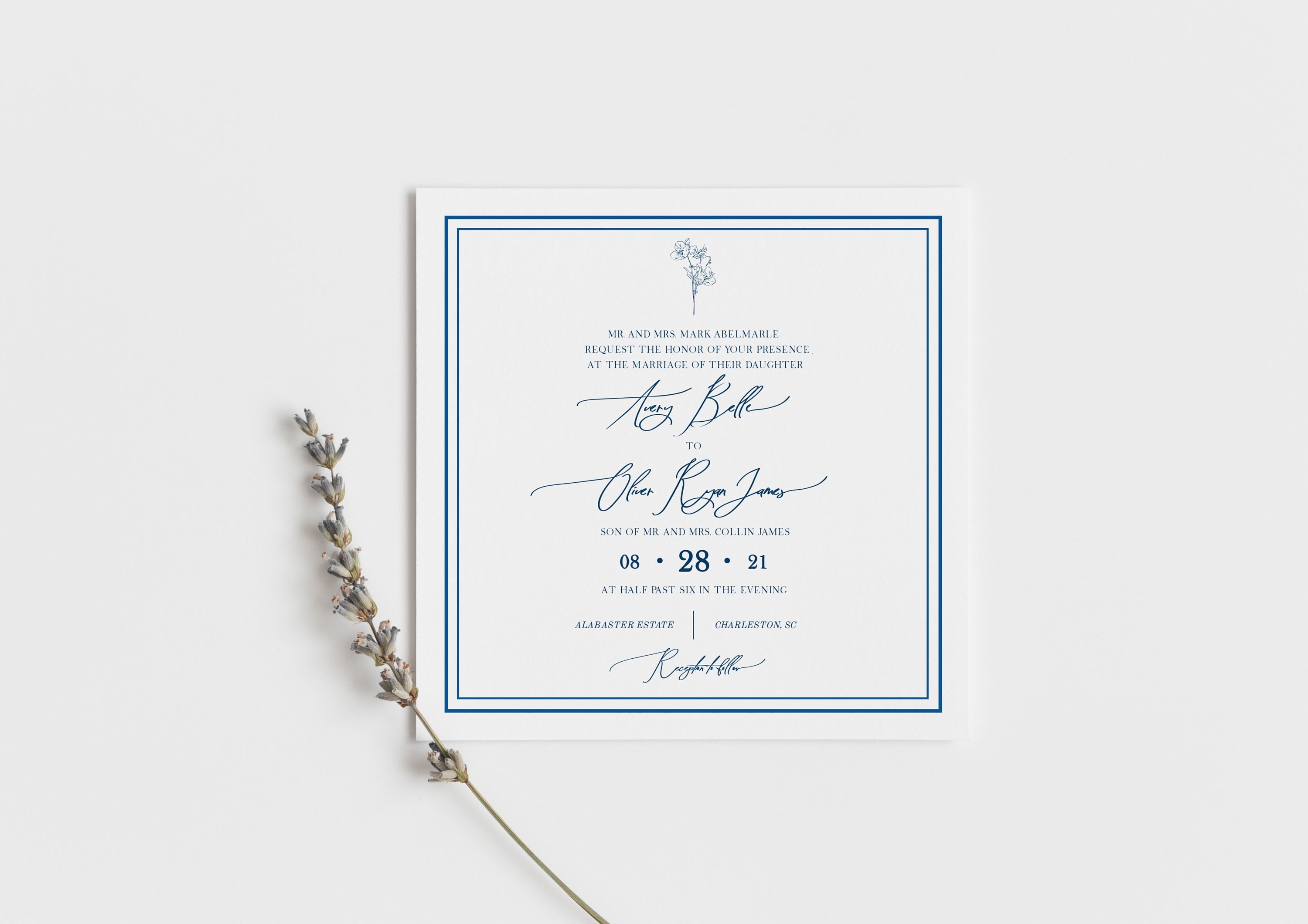 Square Invitation Template | 5" X 5" Invitation | Bluebelle Square ...