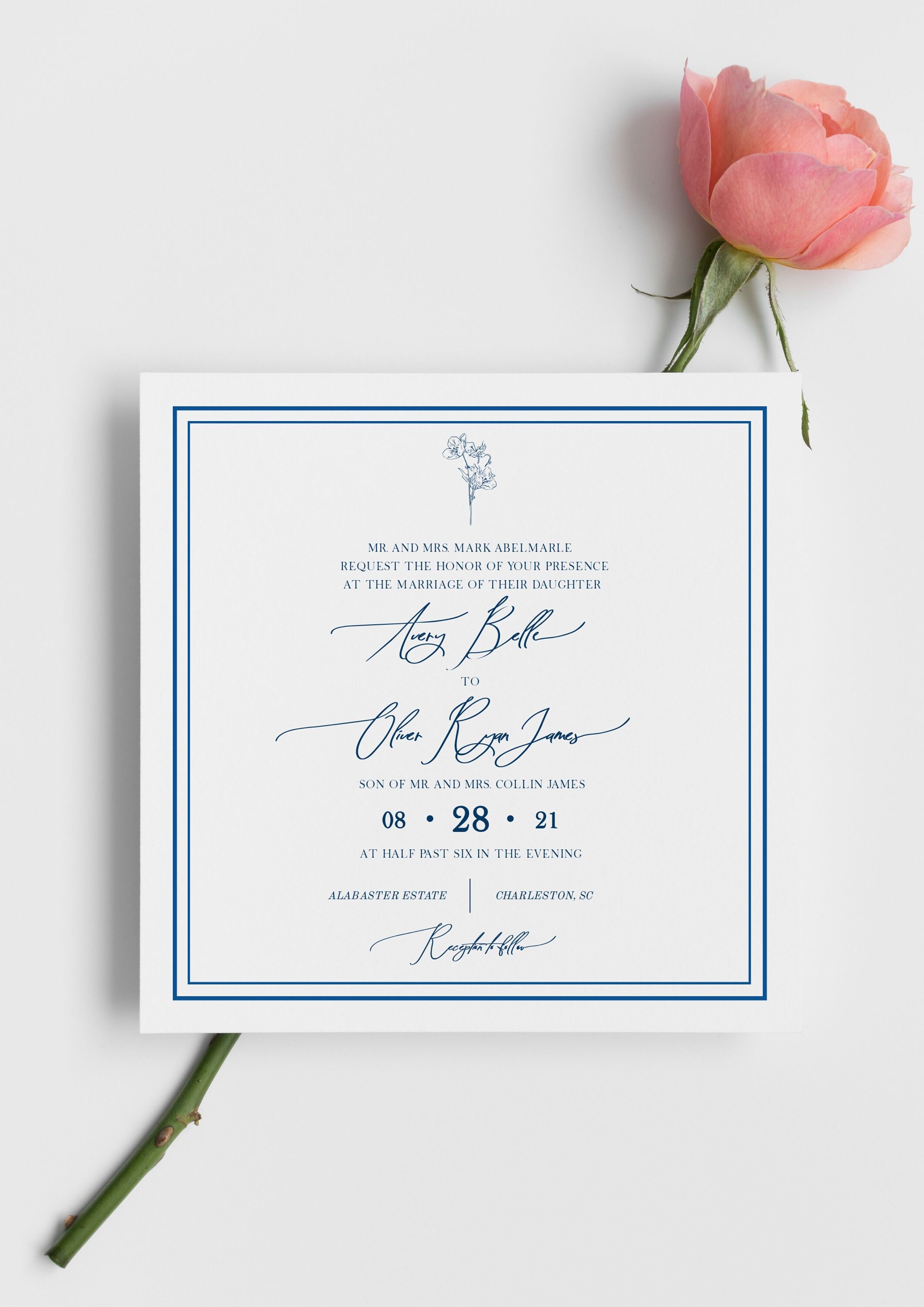 Square Invitation Template | 5" X 5" Invitation | Bluebelle Square ...