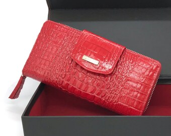Red Leather Wallet - Etsy