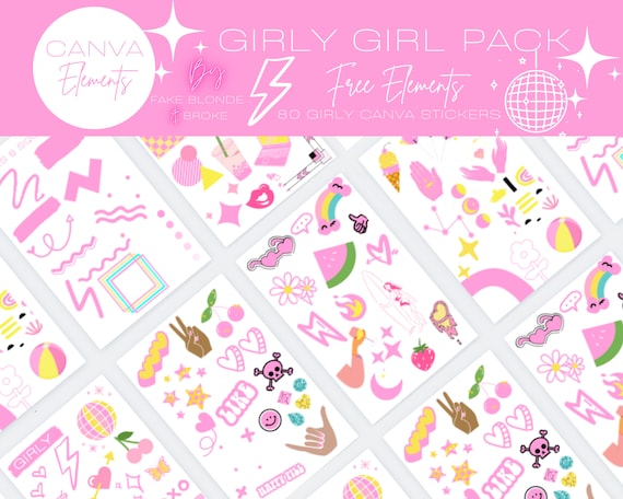 Girly Girl Canva Elements - Etsy