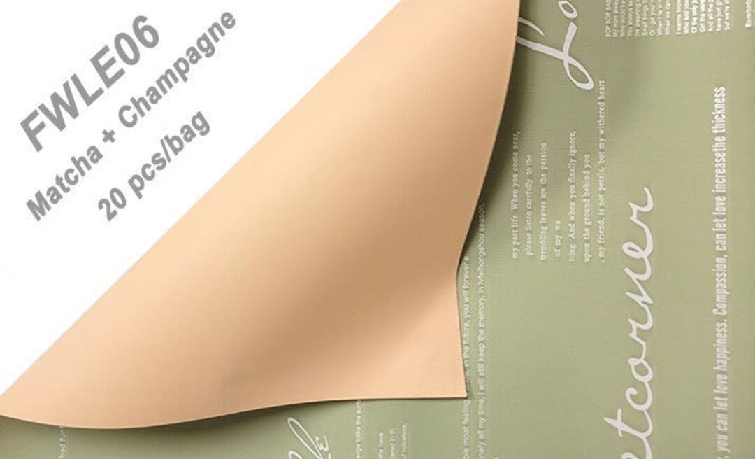 Matcha Champagne Plastic Love English Flower Wraps 20 Pcs - Etsy
