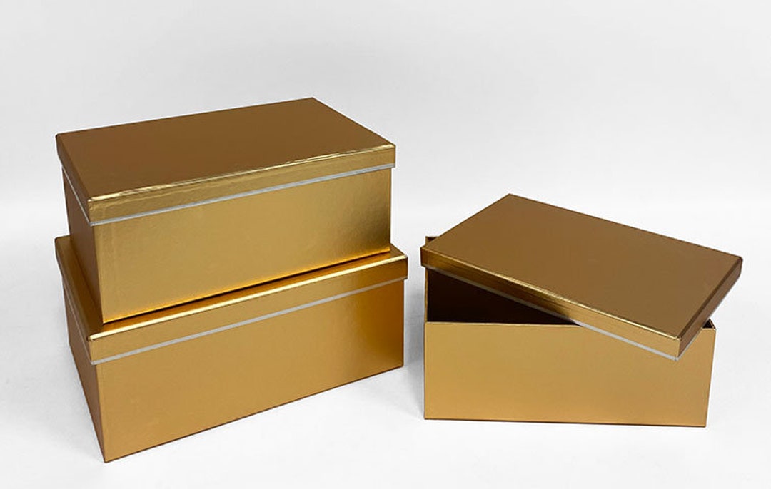 Gold Rectangular Box Set of 3 W7507 - Etsy