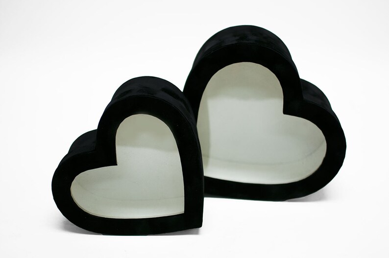 Velvet Heart Shaped Flower Box With Window Set of 2 - Etsy