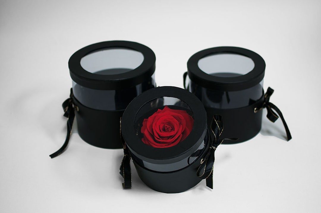 Set of 3 Round Flower Boxes With Window, Gift Boxes, Floral ...