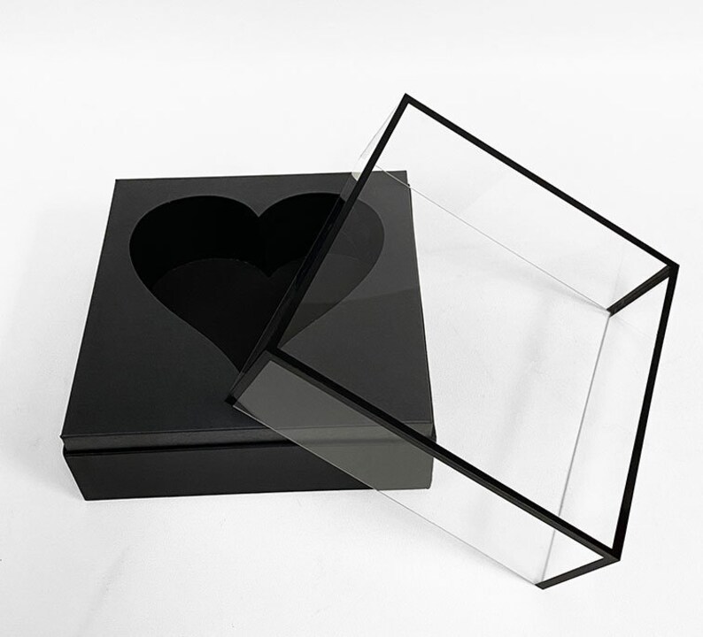 Black Acrylic Clear Flower Box With Heart in the Middle - Etsy