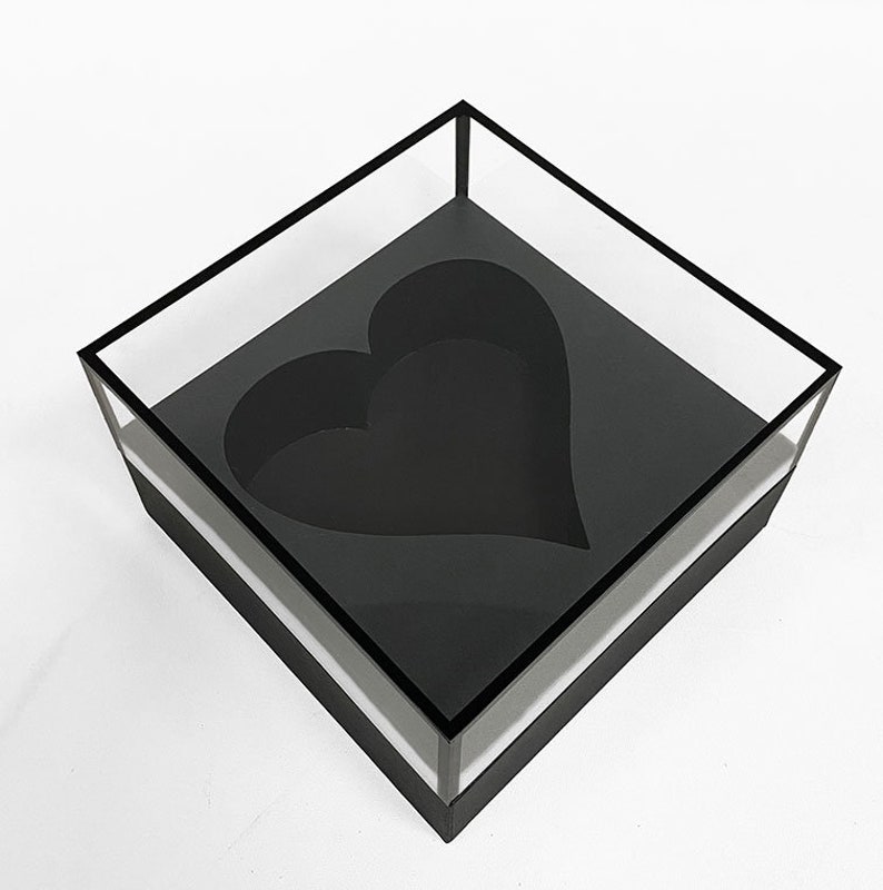 Black Acrylic Clear Flower Box With Heart in the Middle - Etsy
