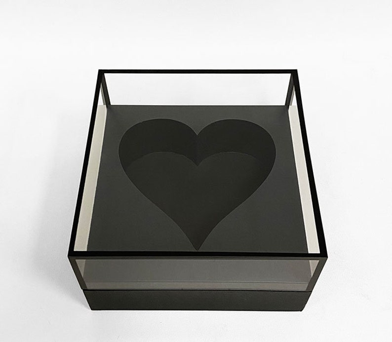 Black Acrylic Clear Flower Box With Heart in the Middle - Etsy