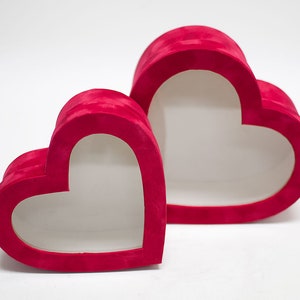 Velvet Heart Shaped Flower Box With Window Set of 2 - Etsy