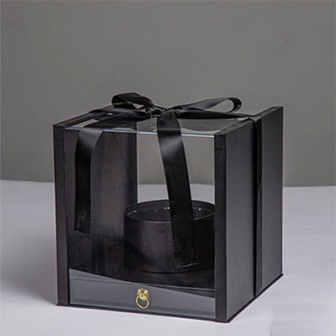 Clear Square Flower Box With Round Container and Drawer Enclosed Comes ...
