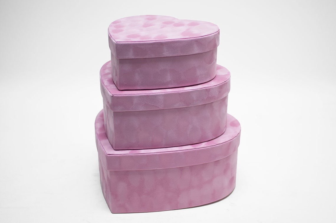 Velvet Heart Shaped Box Set of 3 Gift Boxes Floral - Etsy