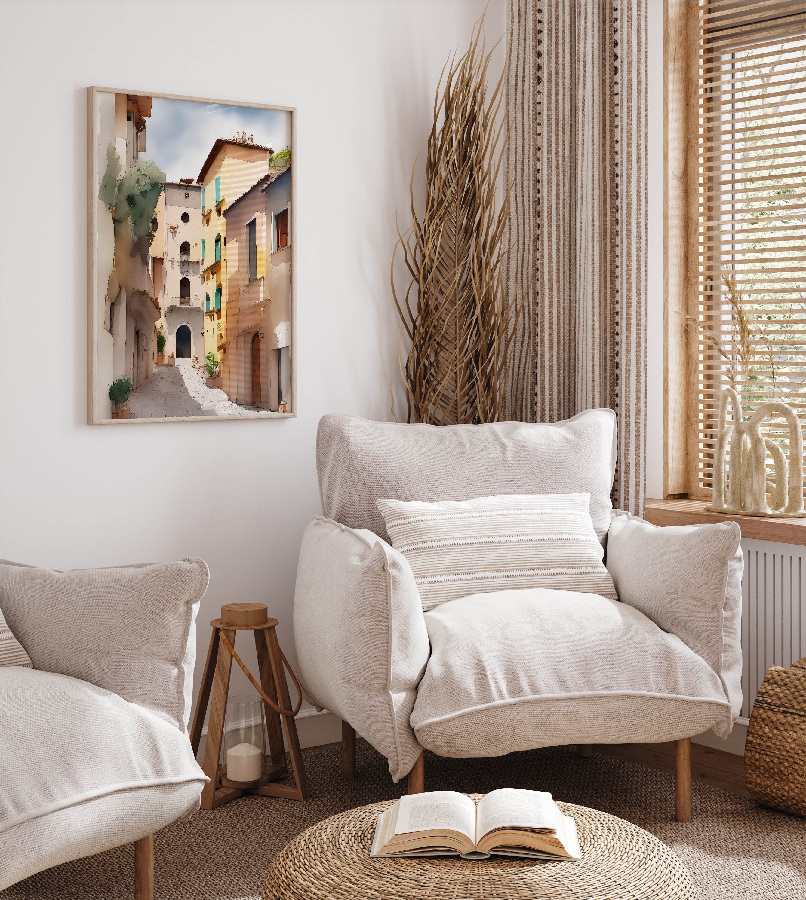 Printable Architectural Street View, Italy Poster, Watercolor Effect ...