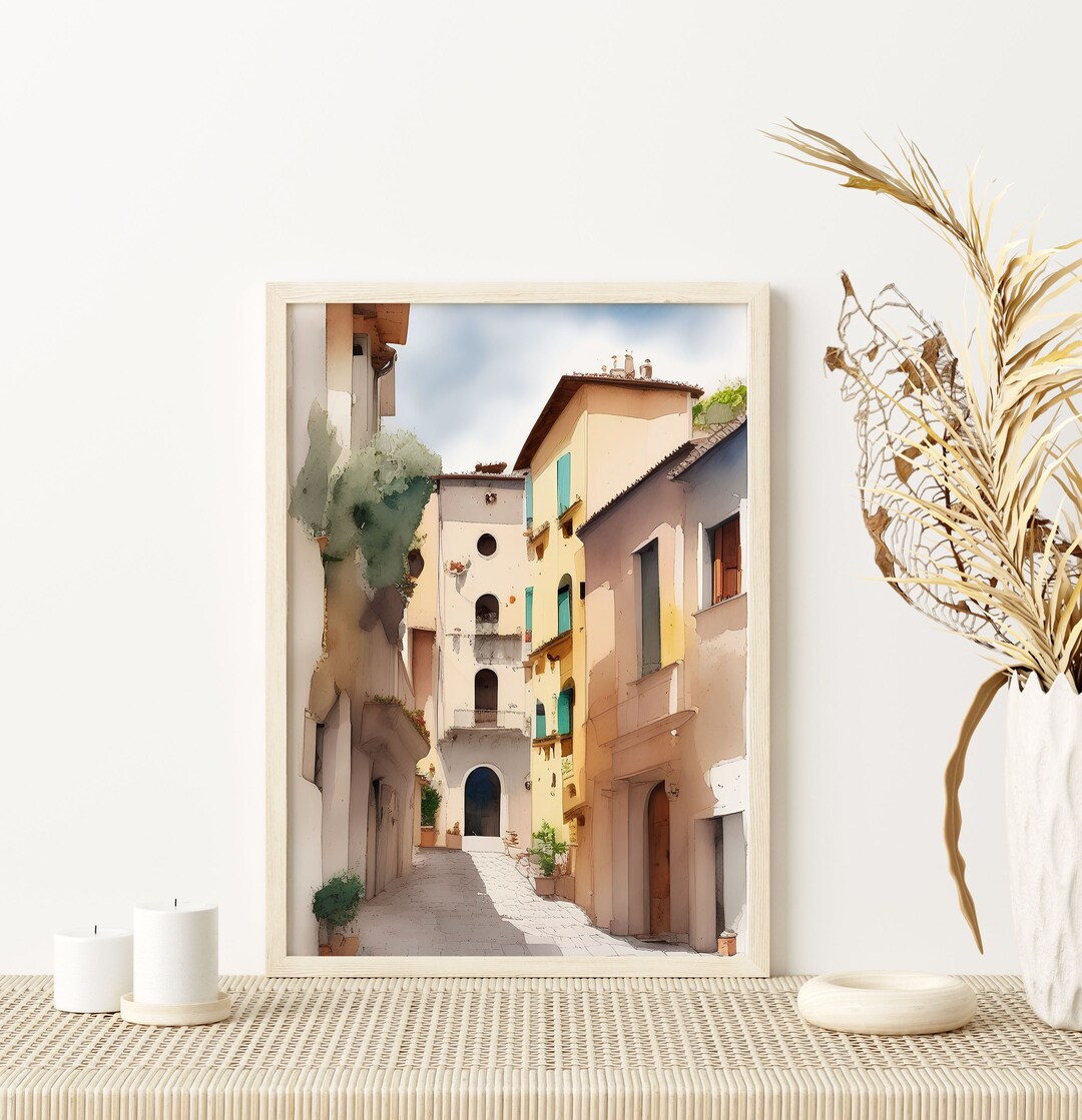 Printable Architectural Street View, Italy Poster, Watercolor Effect ...
