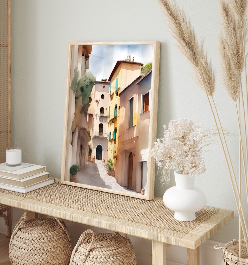 Printable Architectural Street View, Italy Poster, Watercolor Effect ...