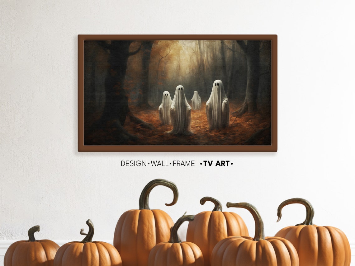 Vintage Halloween Ghost Frame TV Art Ghosts in Forest - Etsy