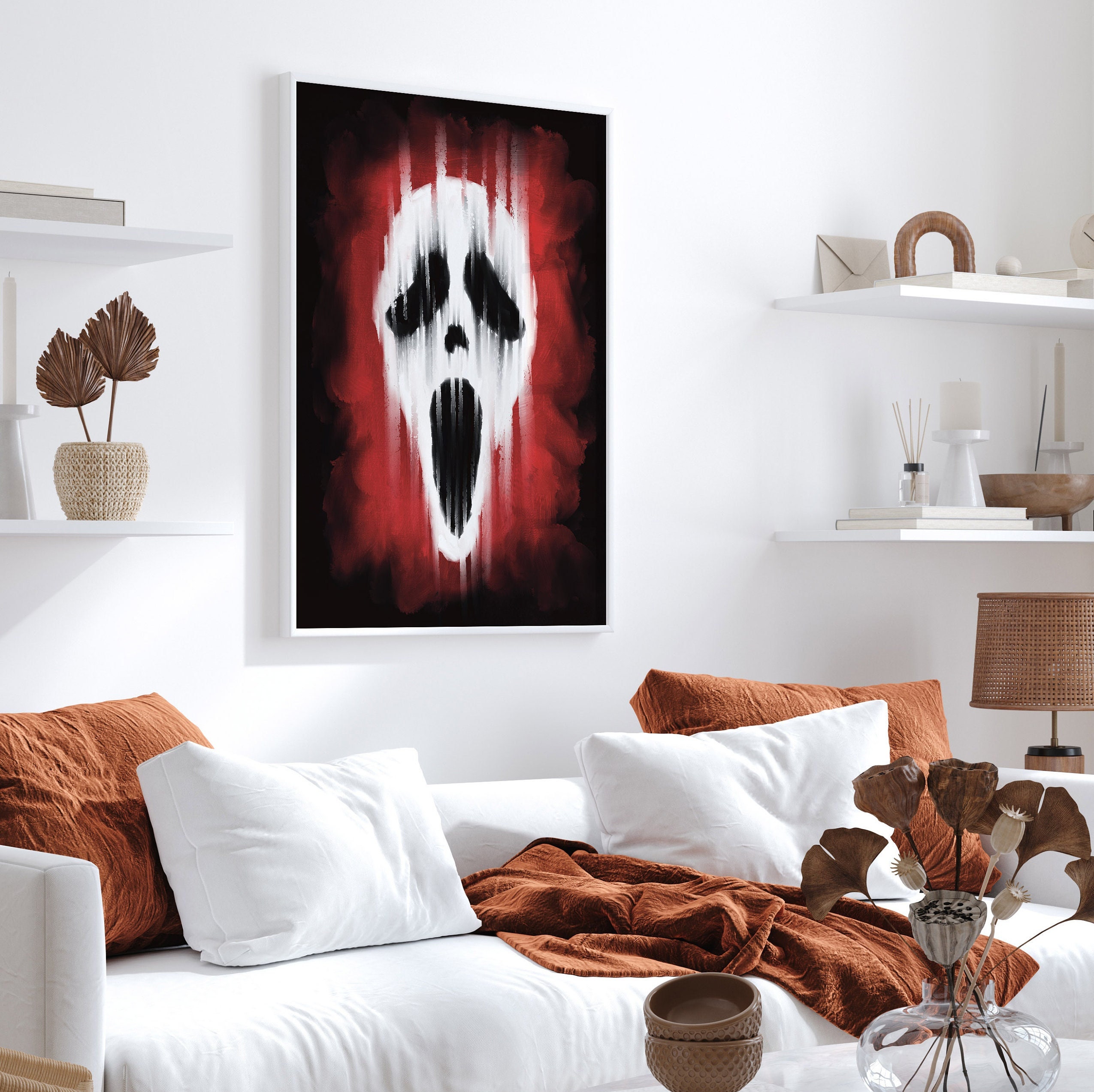 Scream Face Print, Scary Face Print, Happy Halloween Gift, Ghost Face ...