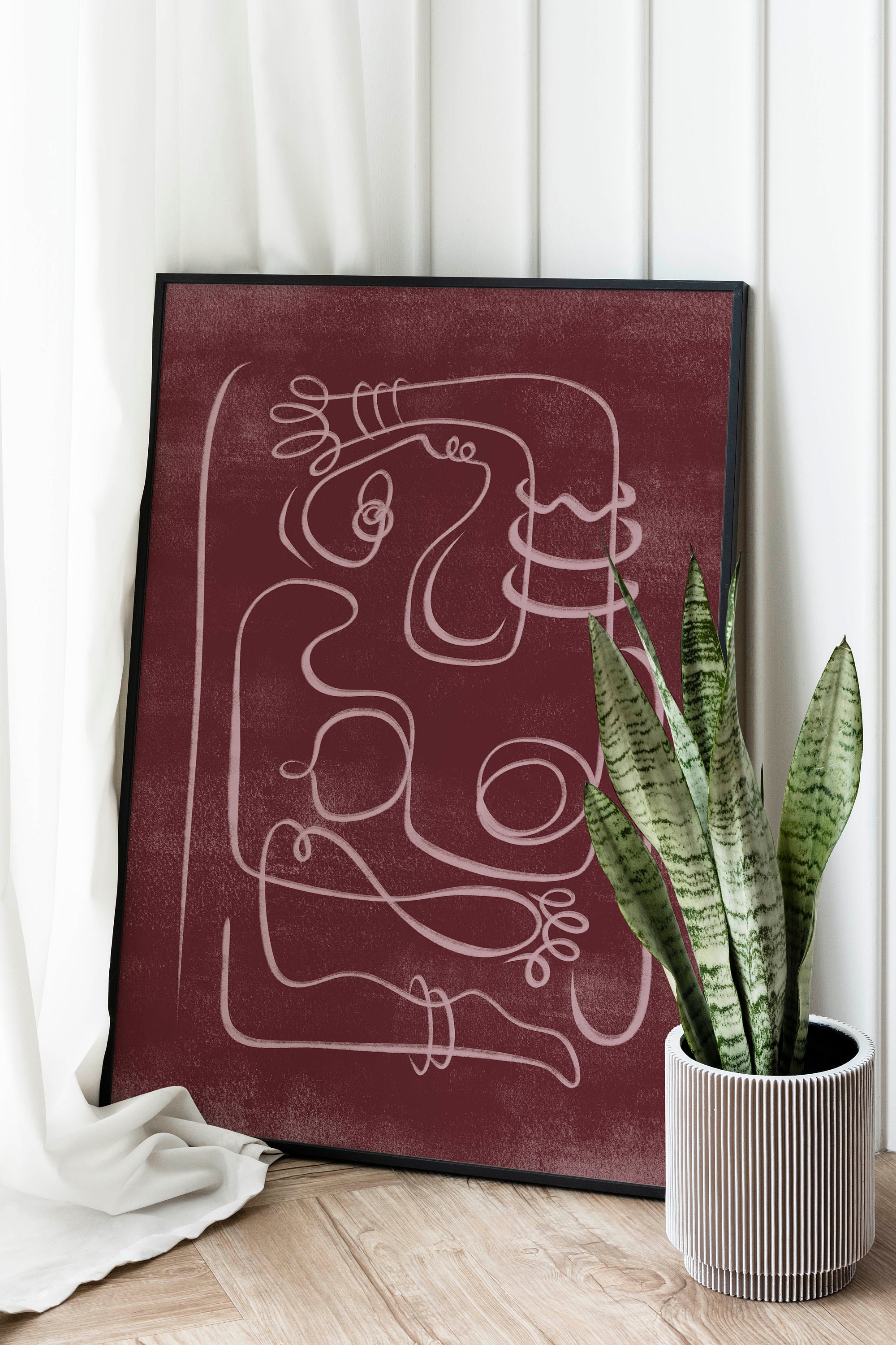 Abstract Woman Line Art Print, Printable Wall Art, Neutral Color Wall ...