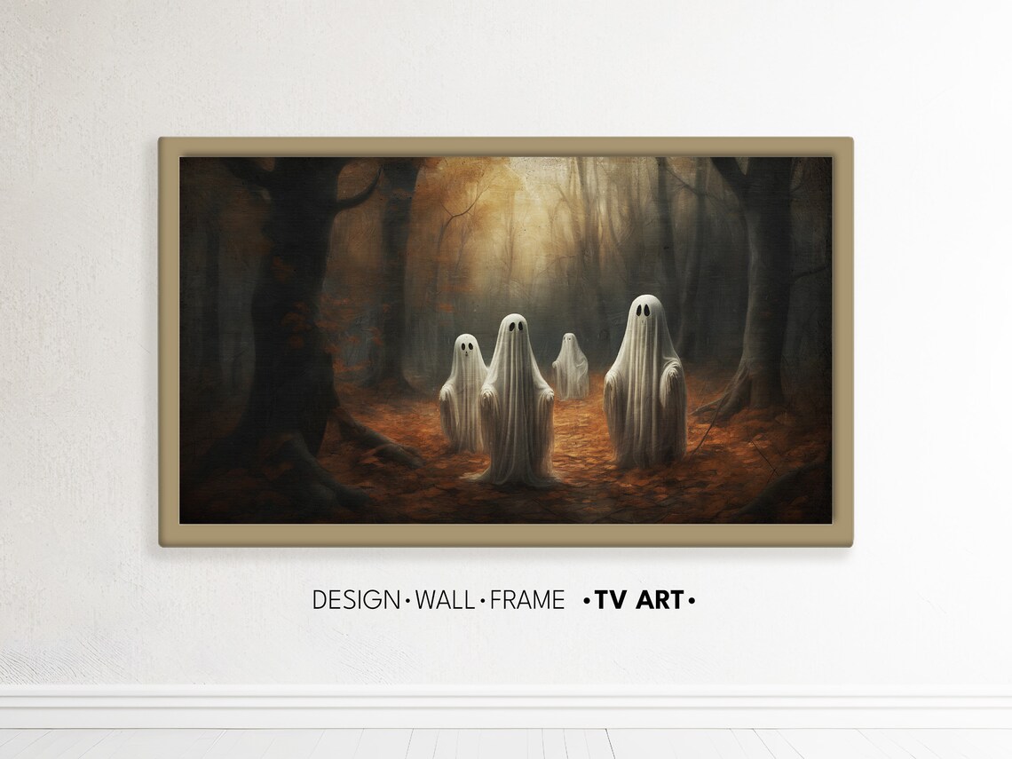 Vintage Halloween Ghost Frame TV Art Ghosts in Forest - Etsy