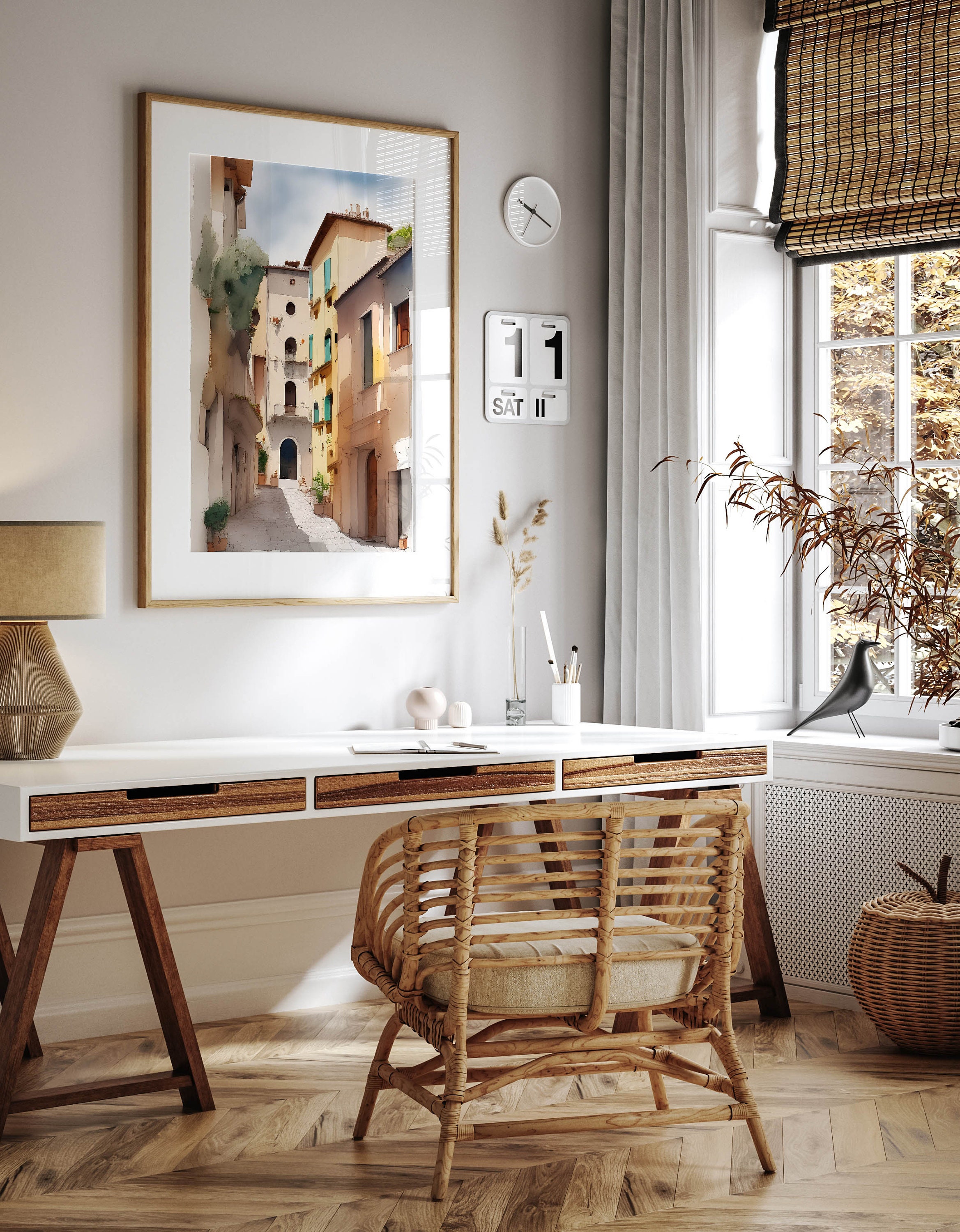 Printable Architectural Street View, Italy Poster, Watercolor Effect ...