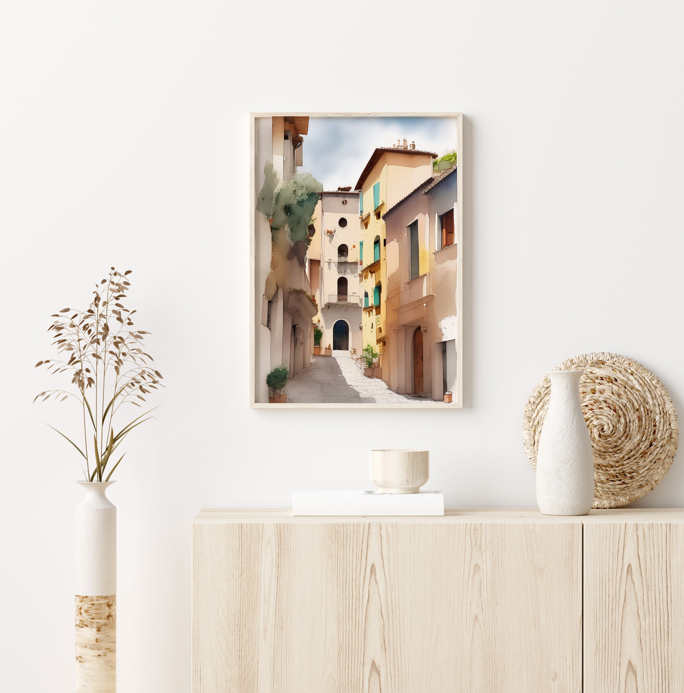 Printable Architectural Street View, Italy Poster, Watercolor Effect ...