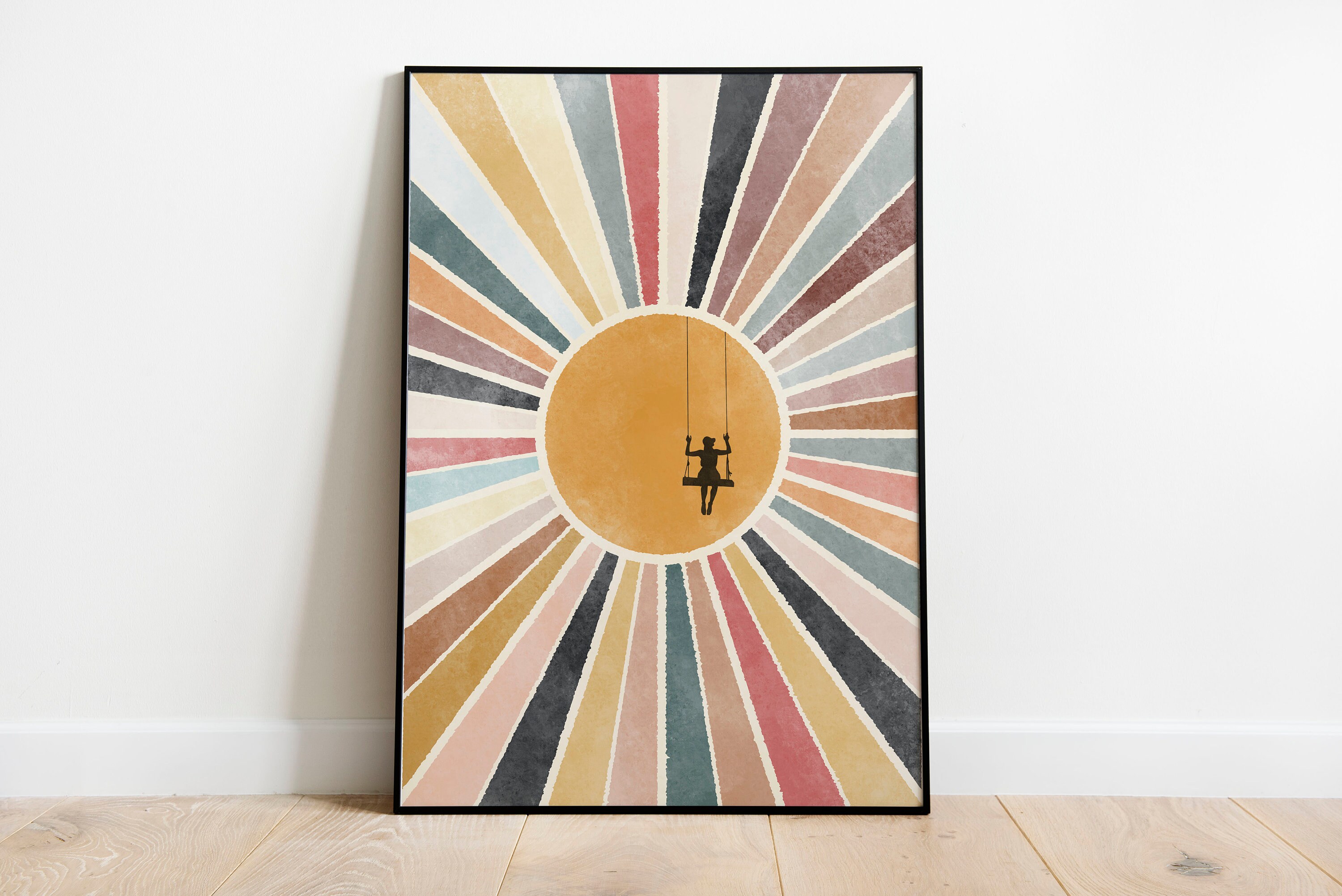 Boho Sun Print, Printable Wall Art, Mid Century Print, Digital Prints ...