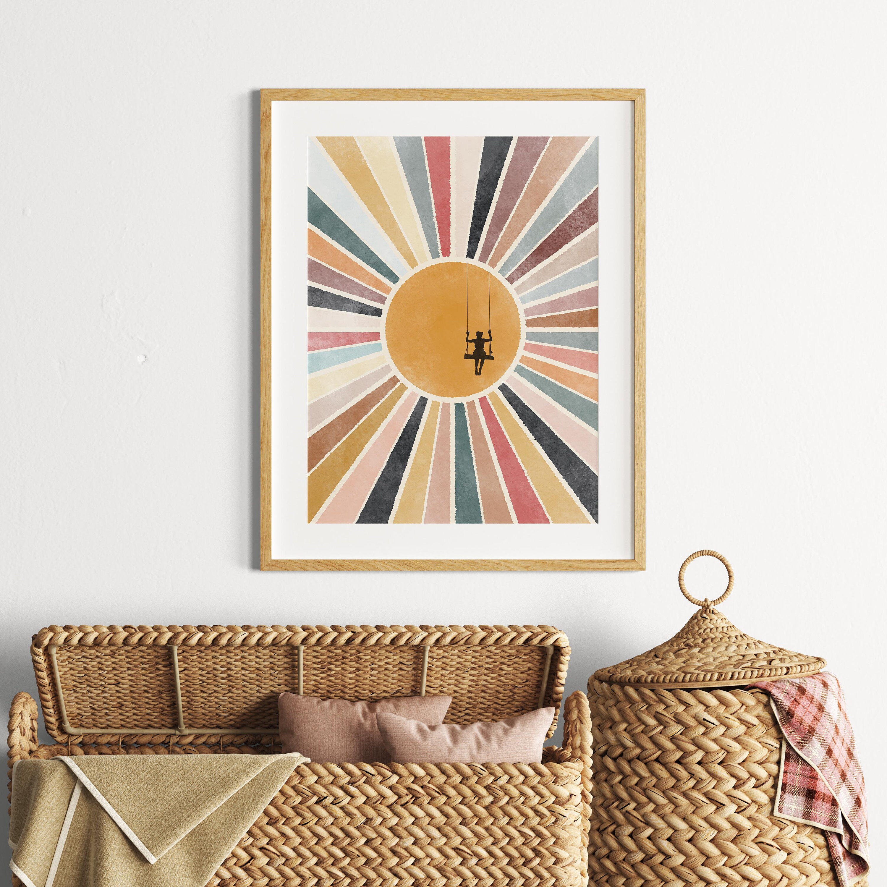 Boho Sun Print, Printable Wall Art, Mid Century Print, Digital Prints ...