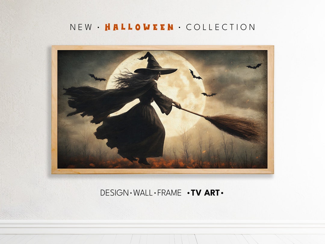 Halloween Witch, Frame TV Art, Vintage Withchy Farmhouse Artwork ...