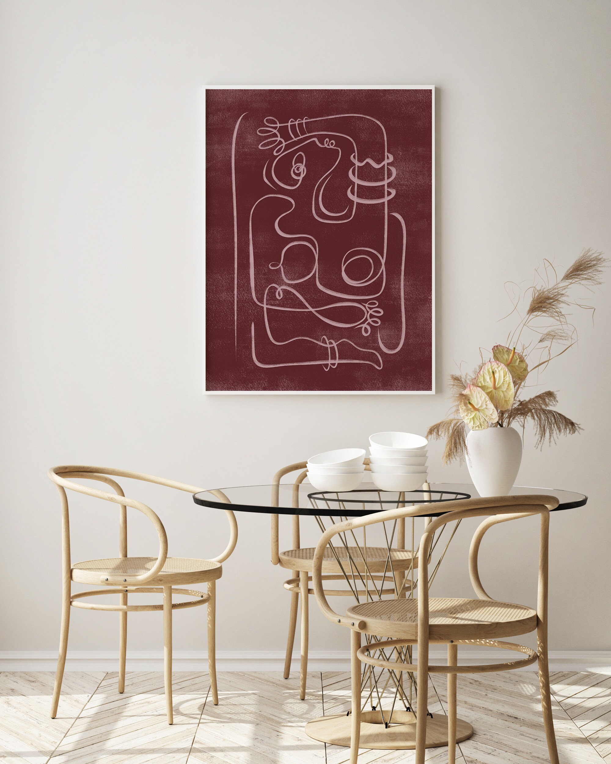 Abstract Woman Line Art Print, Printable Wall Art, Neutral Color Wall ...