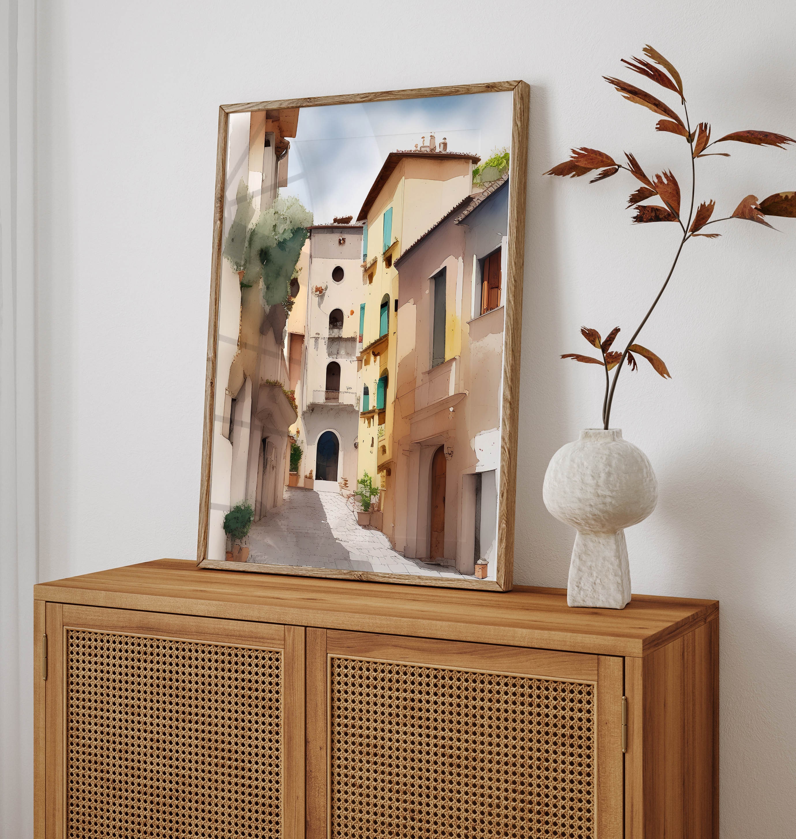 Printable Architectural Street View, Italy Poster, Watercolor Effect ...