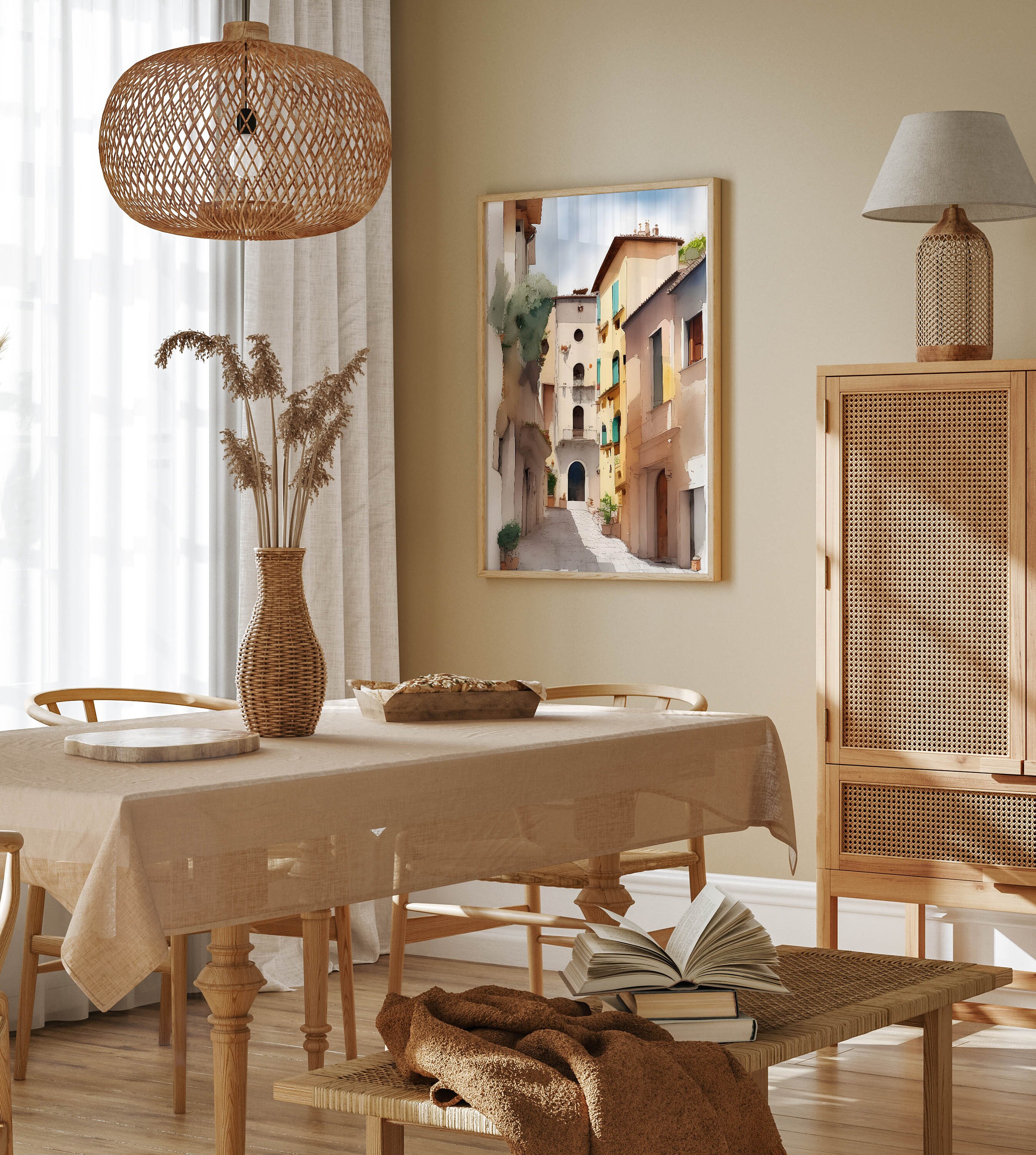 Printable Architectural Street View, Italy Poster, Watercolor Effect ...