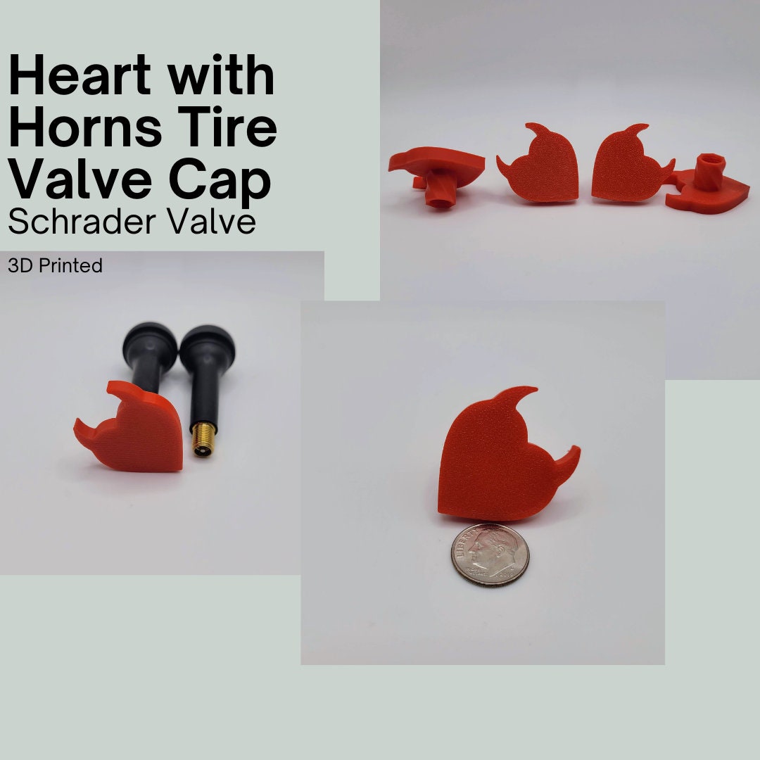 Heart and Horns Tire Valve Stem Caps. 3D Printed With Eco Friendly ...