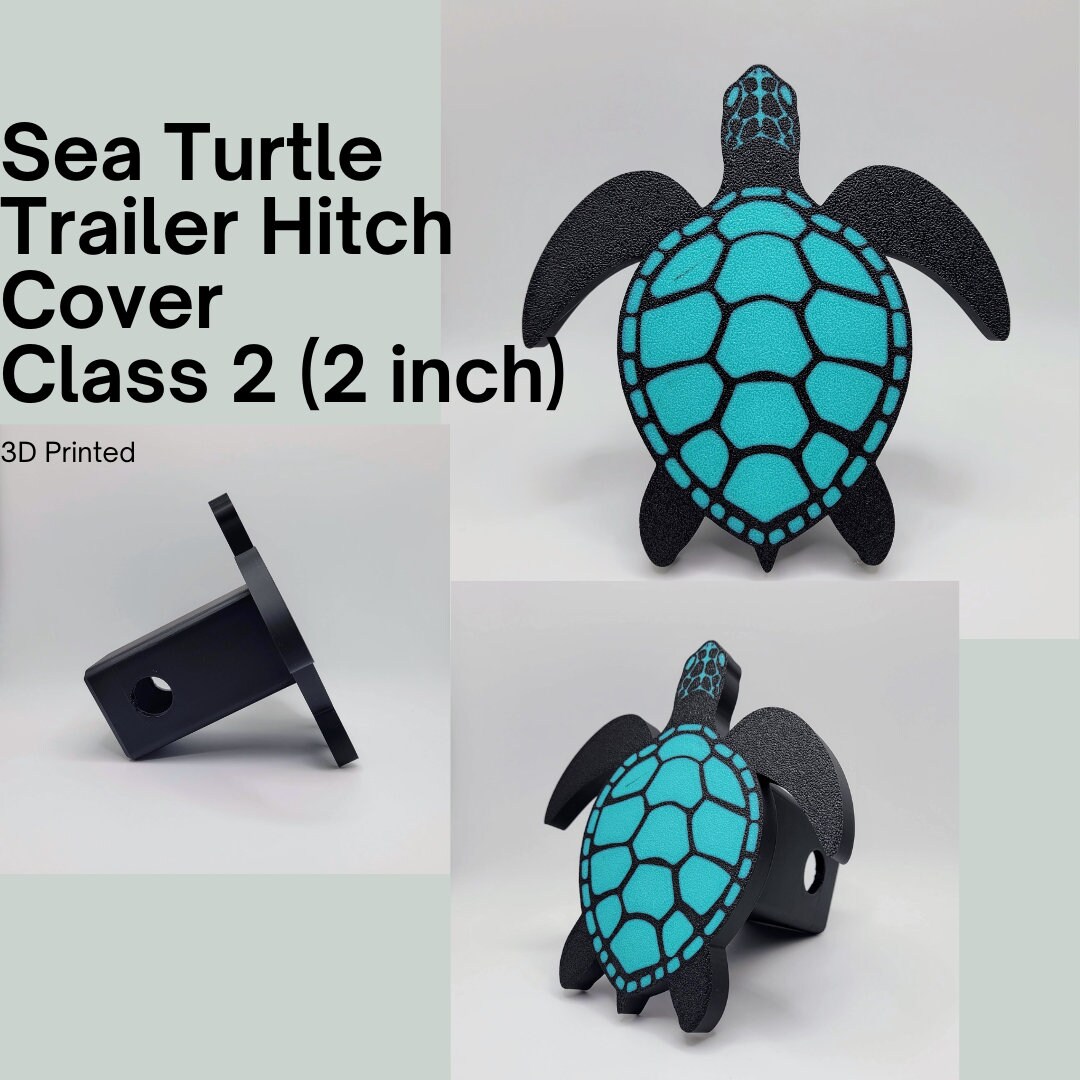 Sea Turtle Trailer Hitch Cover Cap. Class 2 Receiver, 2"x2" Standard ...