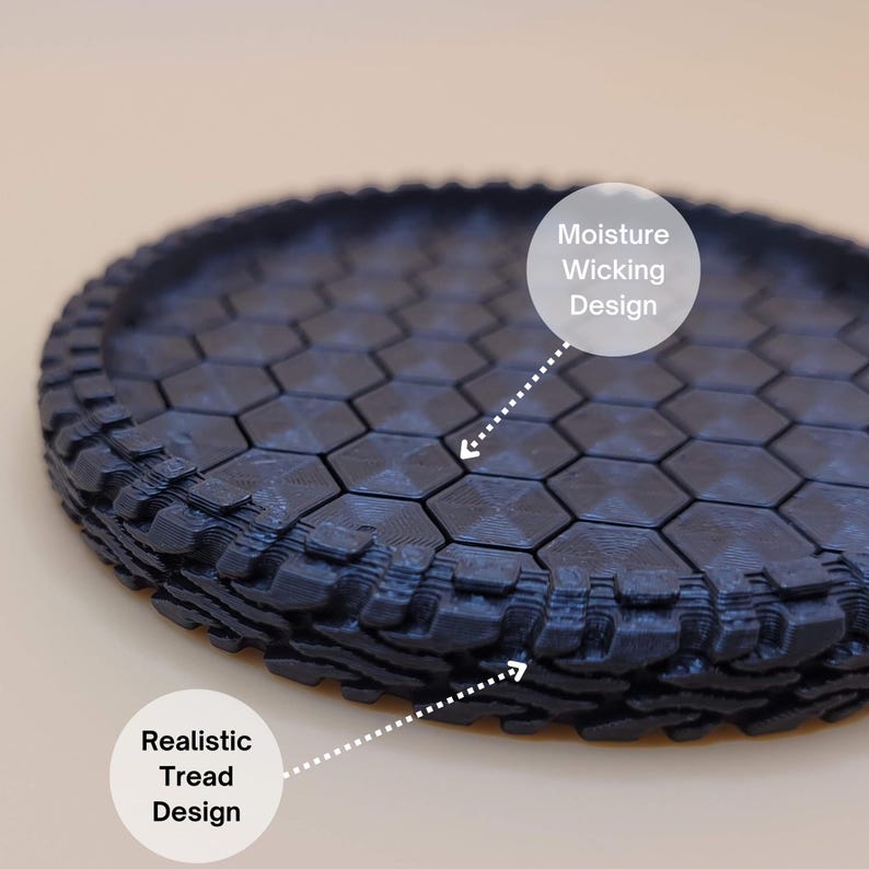 Pitstop Coaster – Automotive-inspired Tire Tread Design | Moisture ...