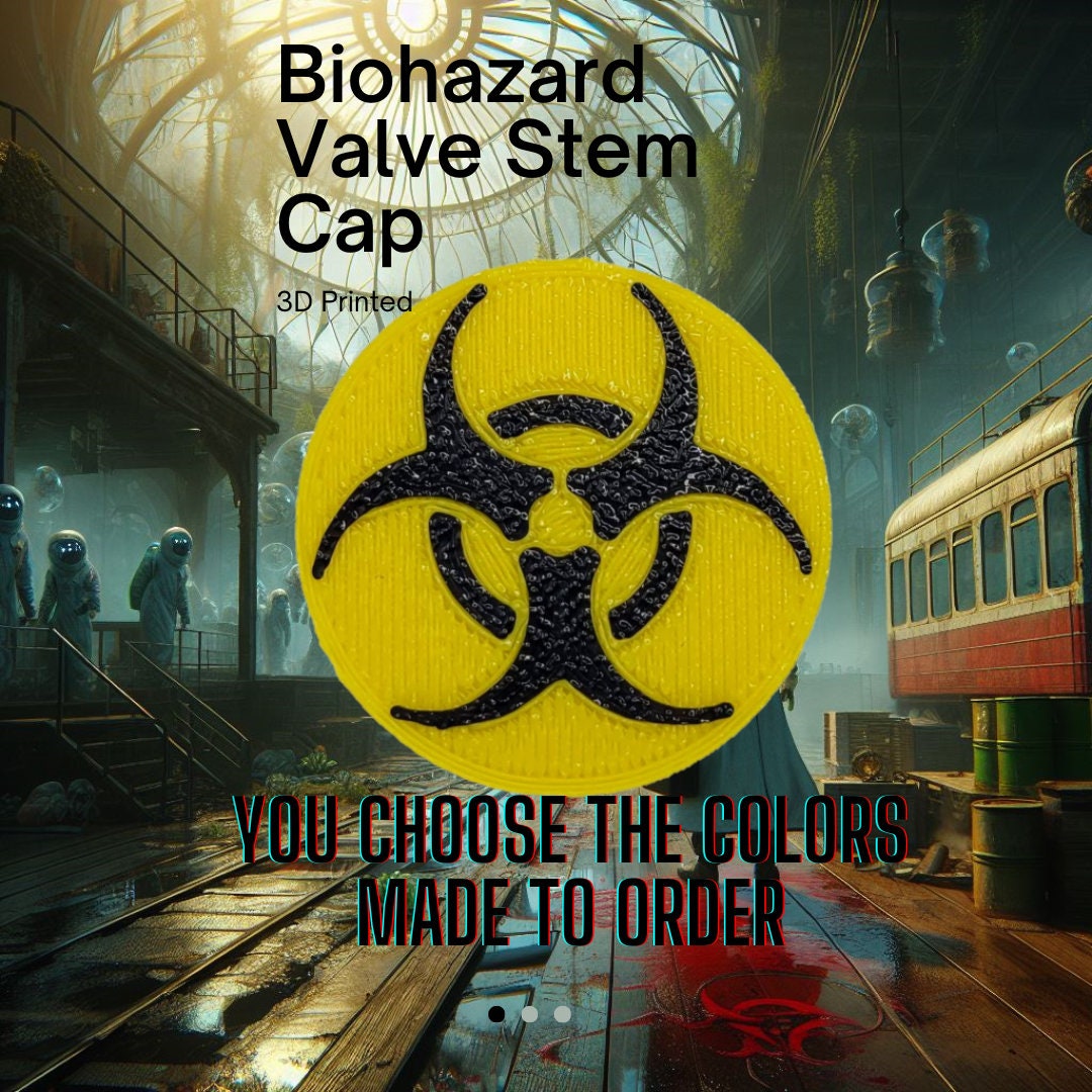 Biohazard Tire Valve Stem Cap, 4 per Set. 120+ Color Combinations ...