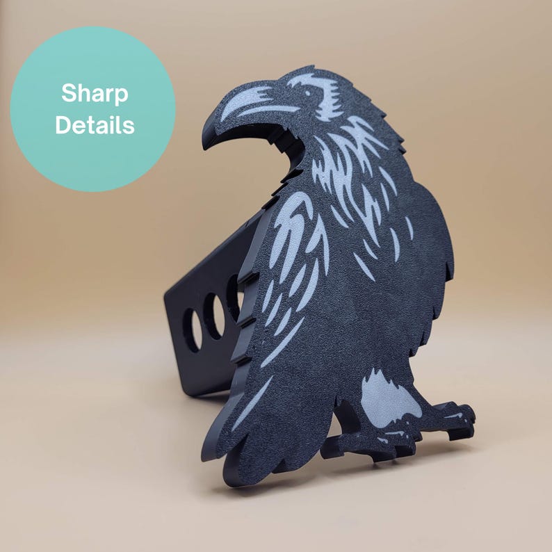 3D Printed Raven Trailer Hitch Cover, Black and Gray, 2-inch Receiver ...