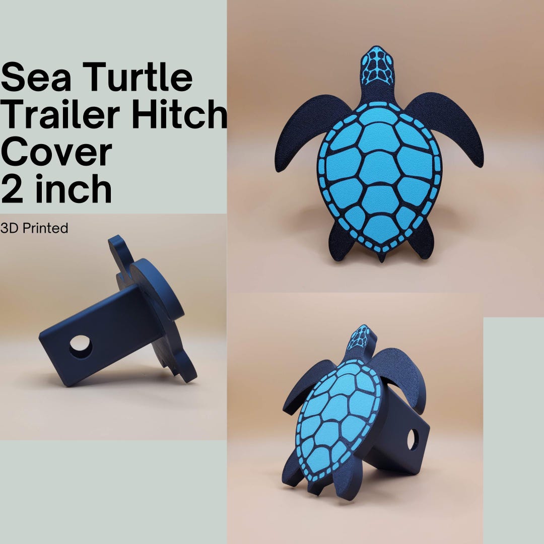Sea Turtle Trailer Hitch Cover Cap. Extended Receiver Tube, Fits 2"x2 ...