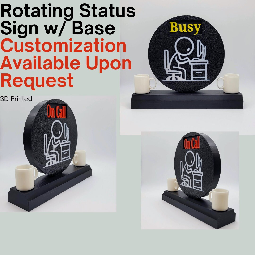 Work From Home Status Privacy Sign With Base, Rotating Wheel With 4 ...