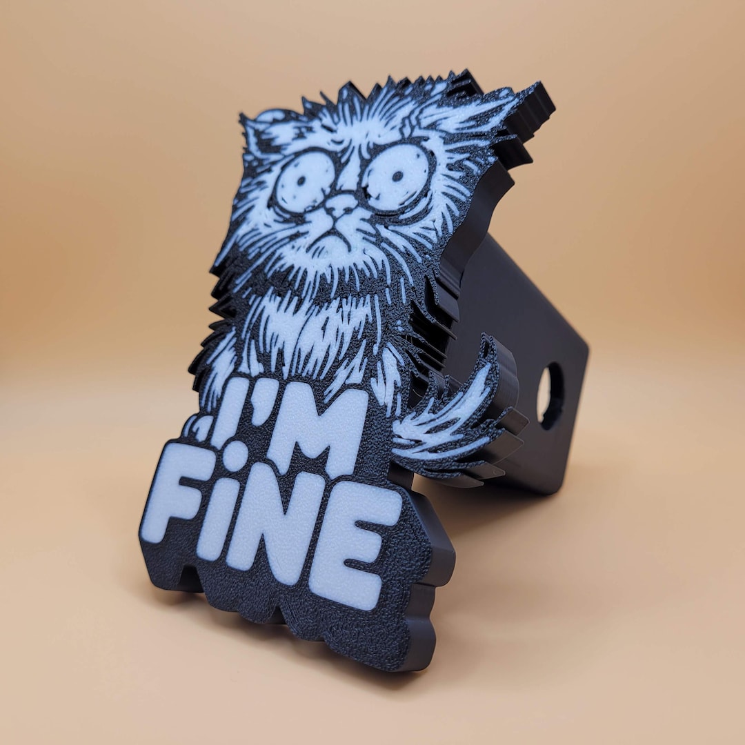 I'm Fine Cat Trailer Hitch Cover. Fits 2" Receiver. Cute Custom Auto ...