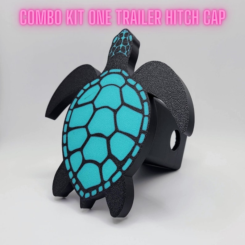 Sea Turtle Combo Trailer Hitch and Tire Valve Caps. Class 2 Receiver, 2 ...