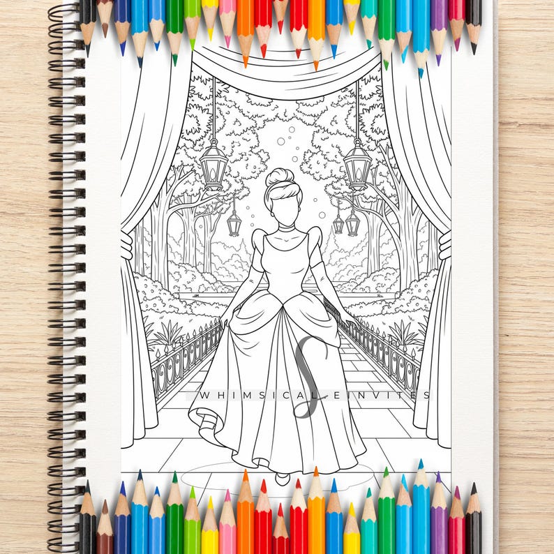 Cinderella Themed Faceless Coloring Pages | 30 High Quality Printable ...