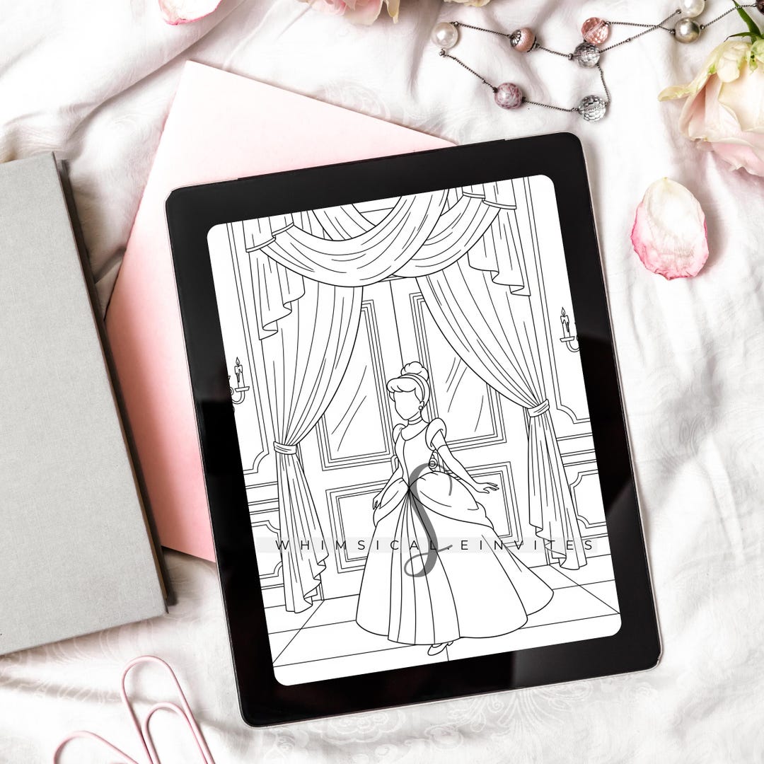 Cinderella Themed Faceless Coloring Pages | 30 High Quality Printable ...