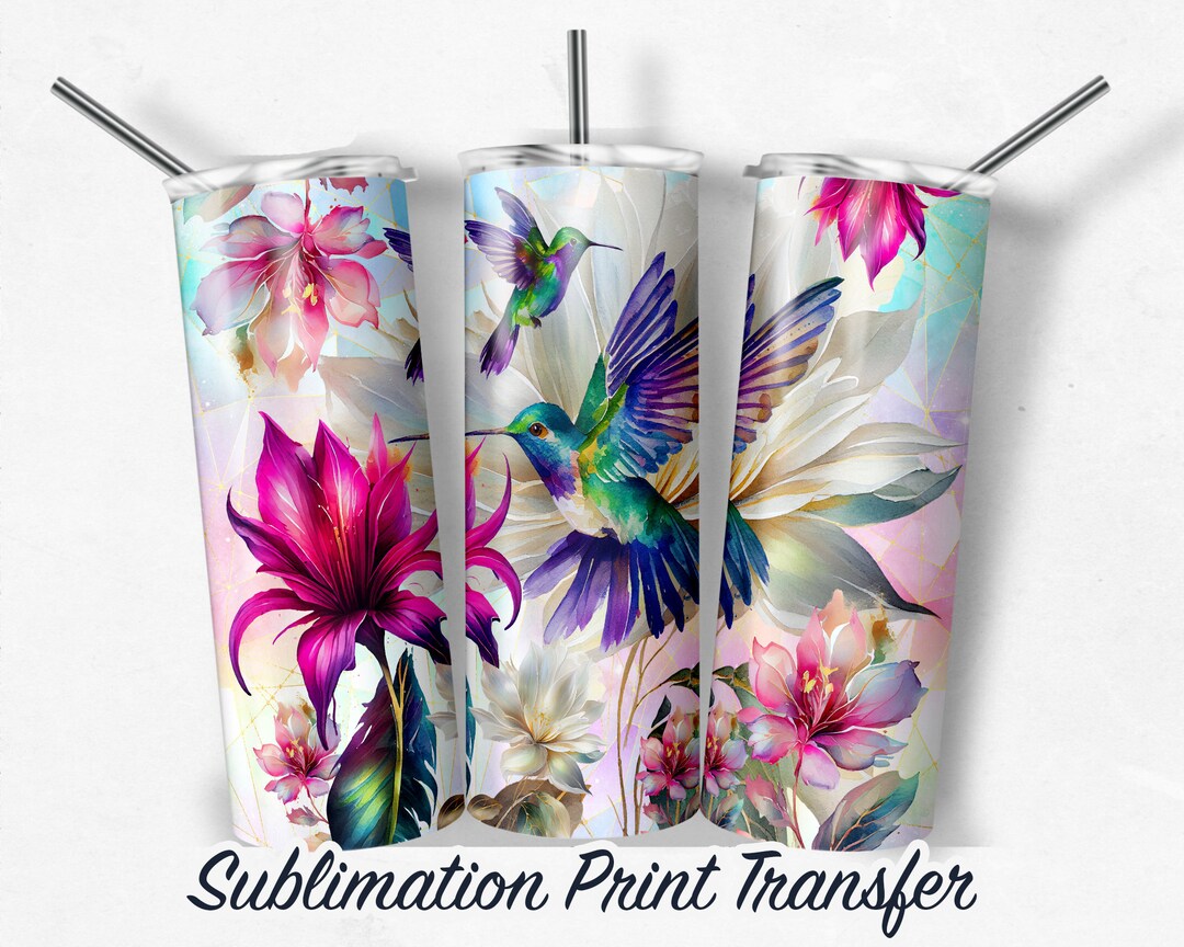 Hummingbirds Vinyl Wrap or Sublimation Transfer Print for 20 Oz Tumbler 30 Oz Skinny Tumbler RTP ...