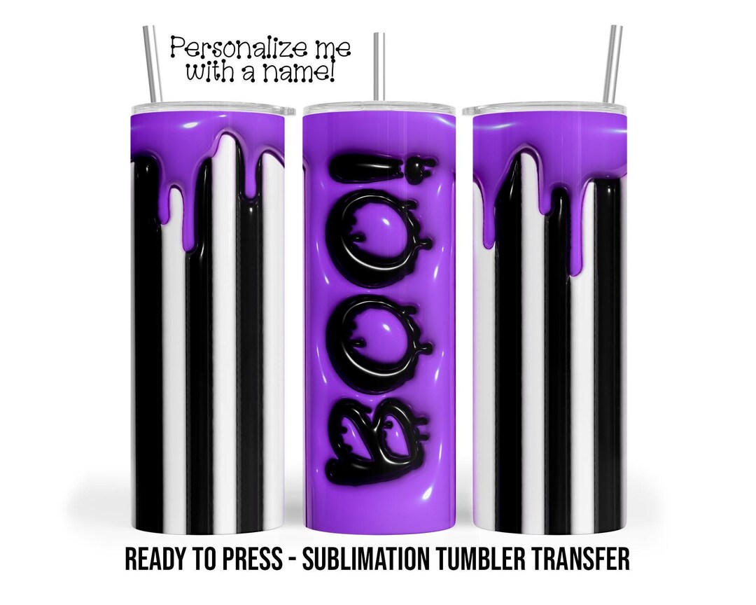 3D Halloween, Boo, Purple Drip Sublimation Transfer Print for 20 Oz ...
