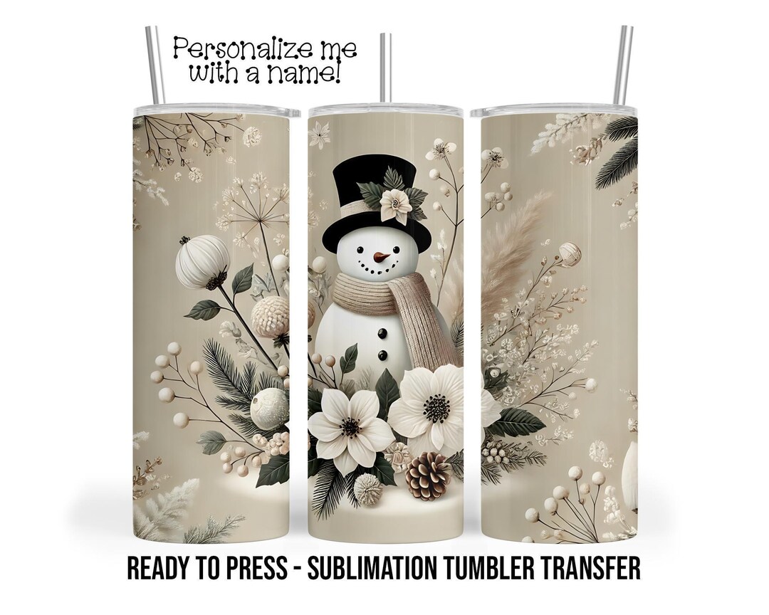 Snowman Sublimation Transfer Print for 20 Oz Tumblers - 30 Oz Tumblers ...