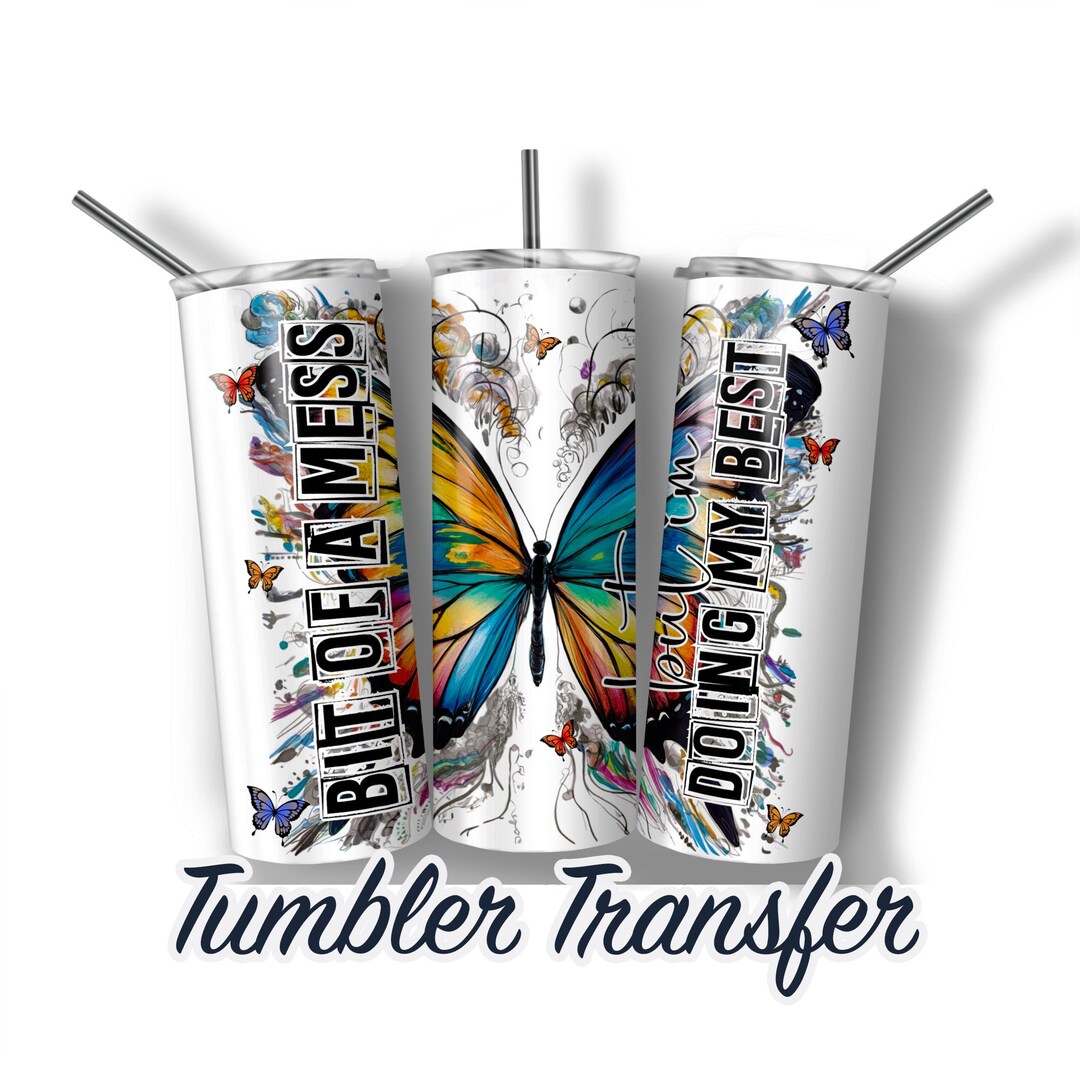 Butterflies Sublimation Transfer Print for 20 Oz Tumblers 30 Oz ...
