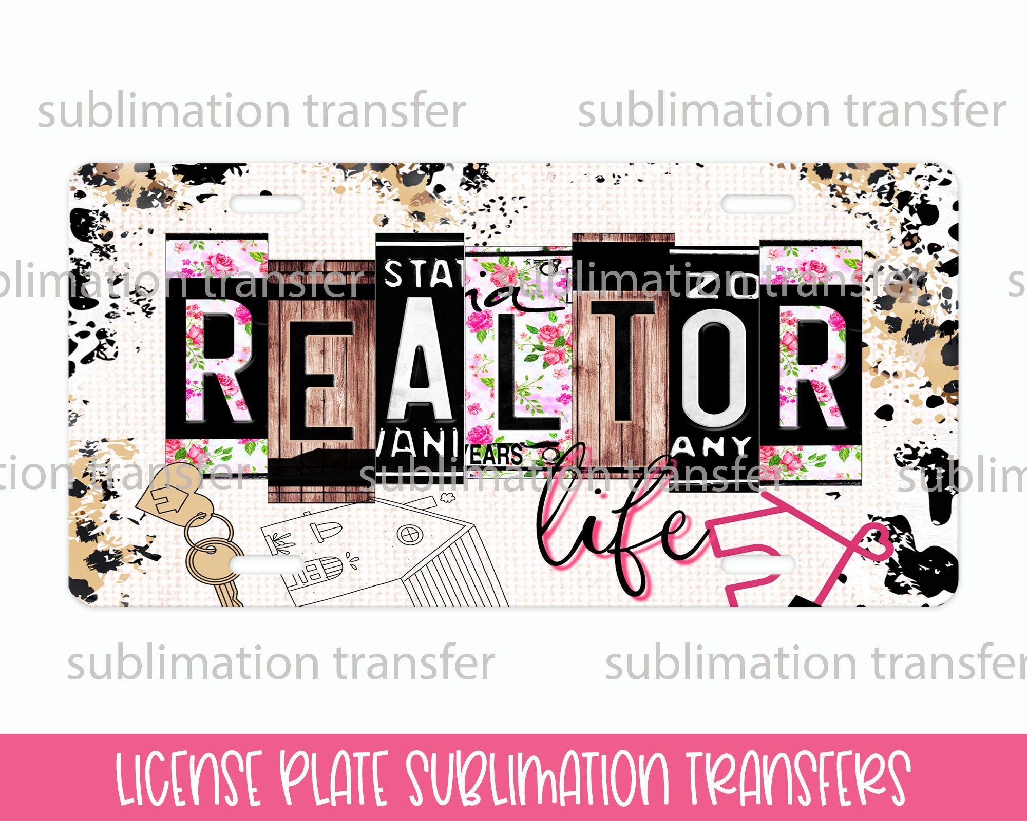 Realtor Life Sublimation Transfer Print for License Plates - Etsy
