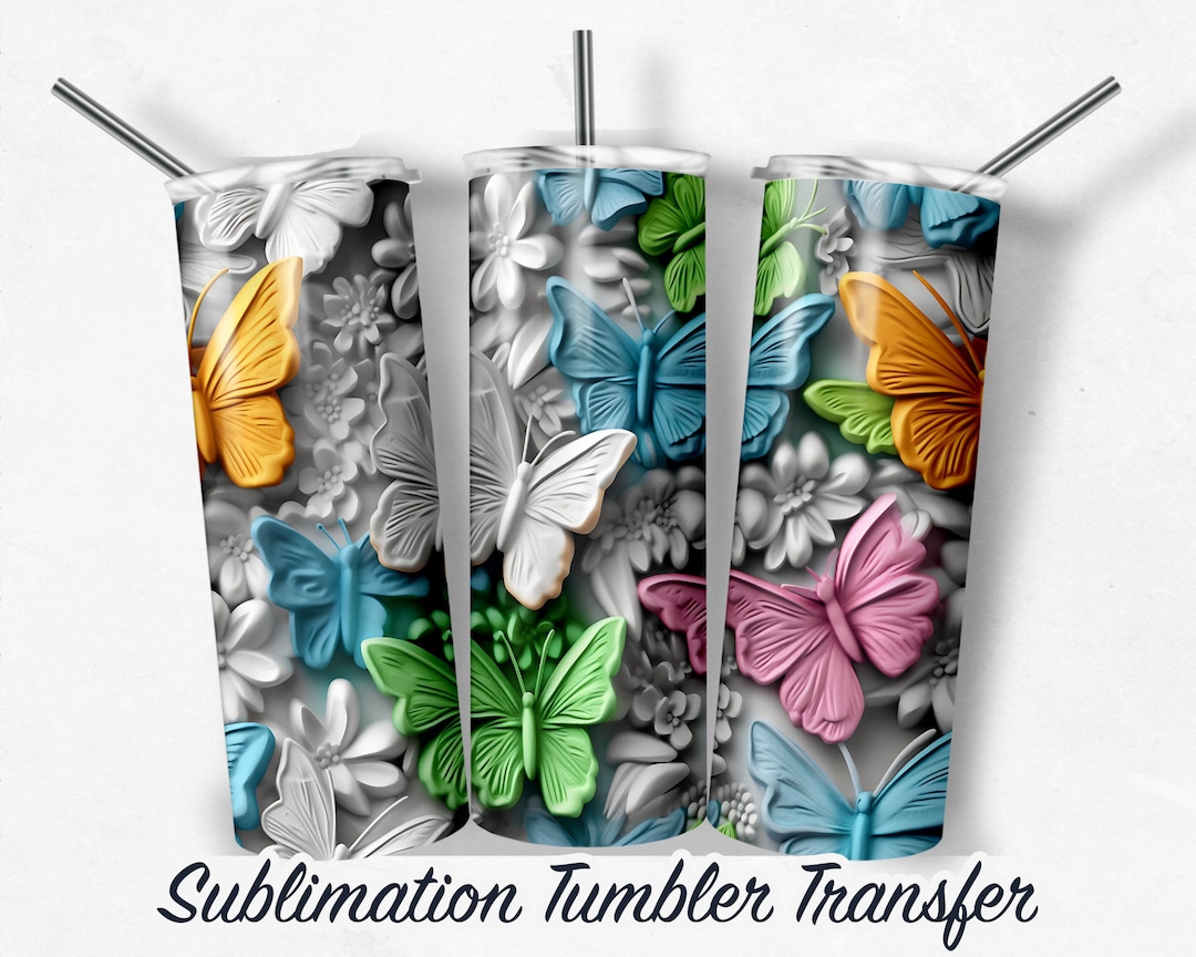 3D Butterflies Vinyl Wrap or Sublimation Transfer Print 20 Oz 30 Oz ...