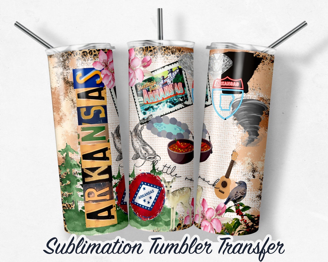 ARKANSAS Sublimation Transfer Print for 20 Oz Tumbler - 30 Oz Skinny ...