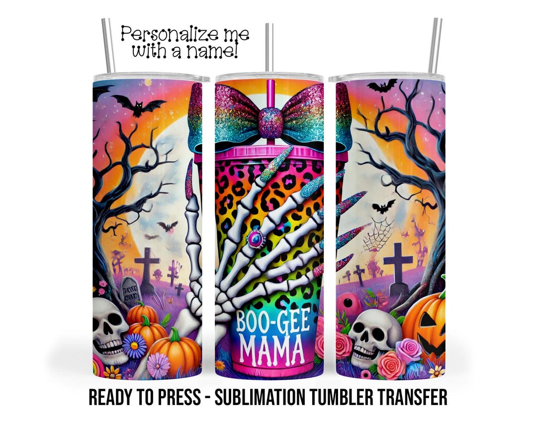 Halloween Boo Gee Mama Iced Coffee, Skeleton, Sublimation Tumbler ...